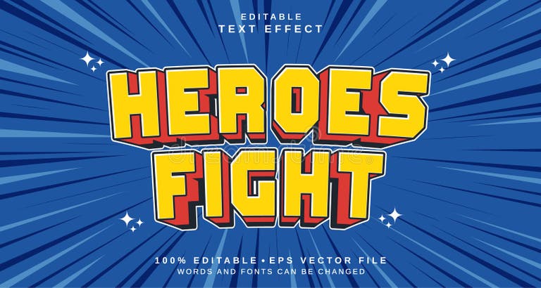 Editable Text Style Effect - Heroes Fight Text Style Theme Stock Vector ...