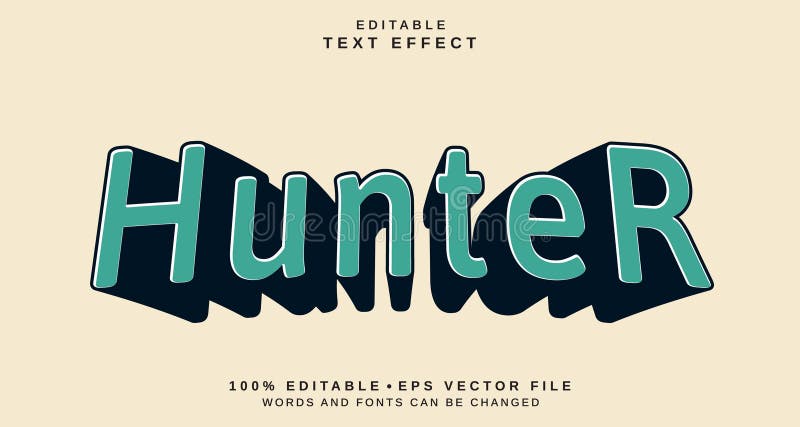 Editable Text Style Effect - Hunter Text Style Theme Stock Vector ...