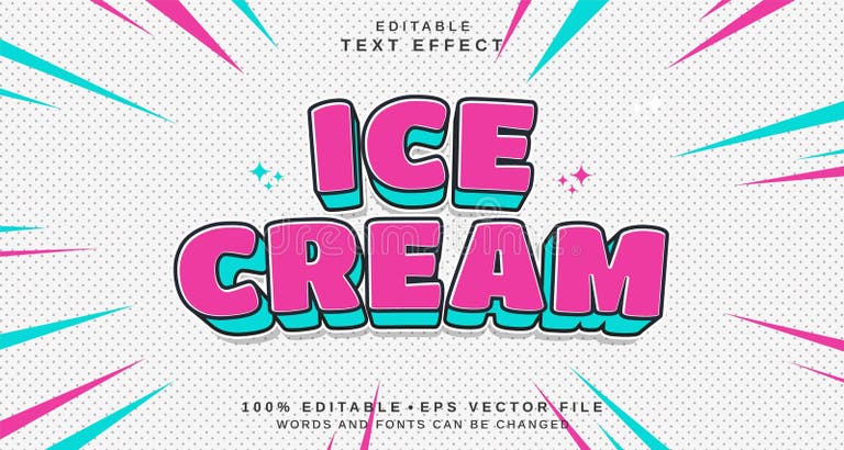 Editable Text Style Effect - Ice Cream Text Style Theme Stock Vector ...