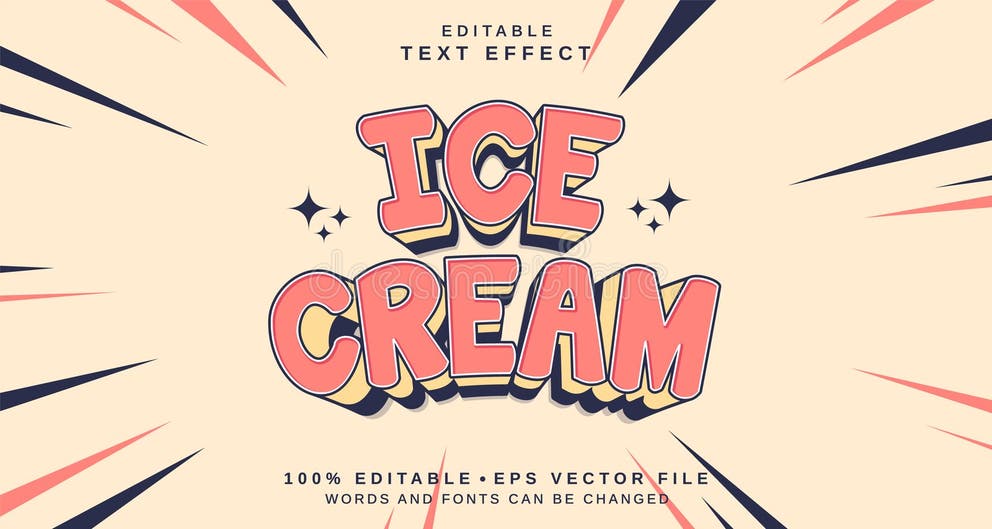 Editable Text Style Effect - Ice Cream Text Style Theme Stock Vector ...