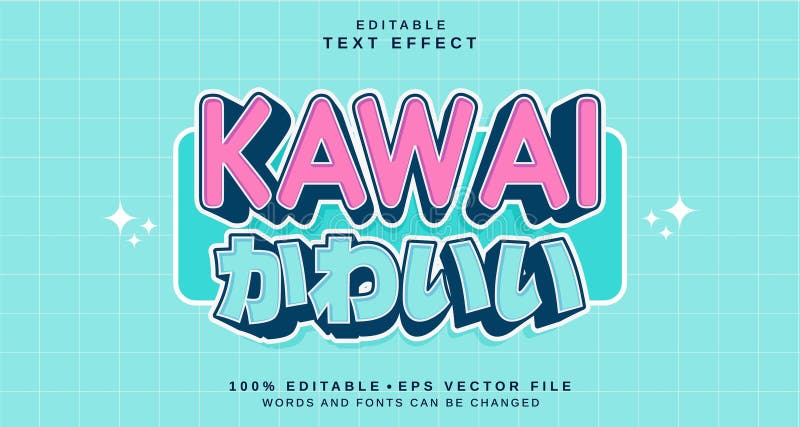 Editable Text Style Effect - Kawai Text Style Theme Stock Vector ...