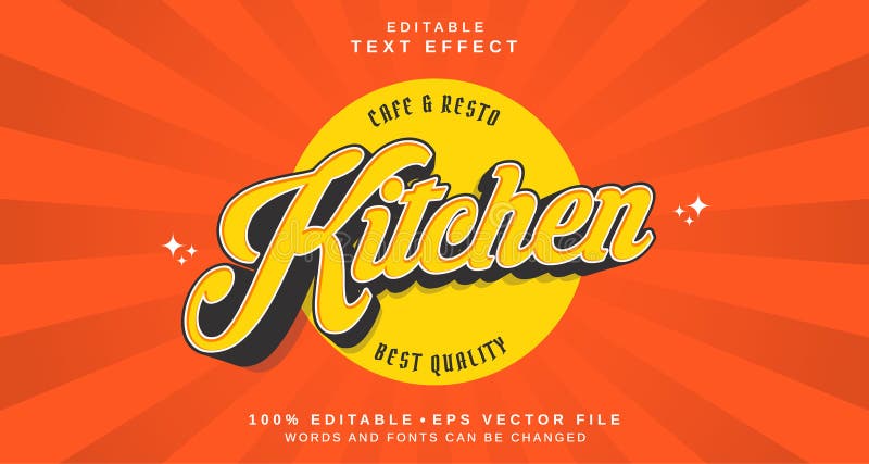 Editable Text Style Effect - Kitchen Text Style Theme Stock Vector ...