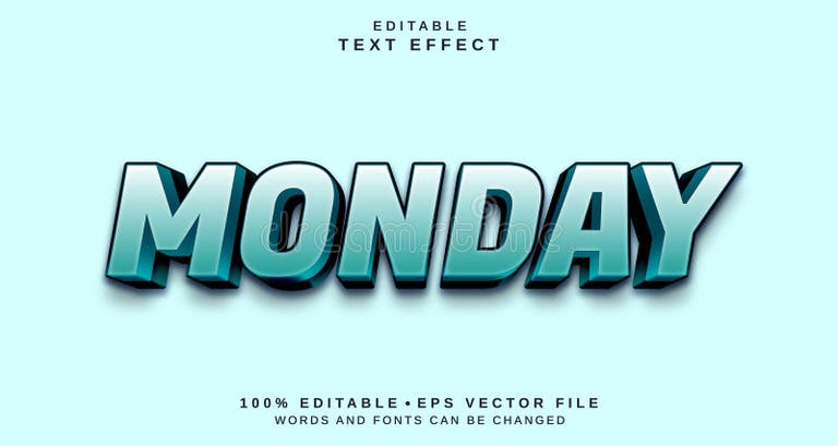 Editable Text Style Effect - Monday Text Style Theme Stock Vector ...
