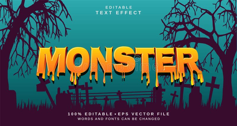 Editable Text Style Effect - Monster Text Style Theme Stock Vector ...