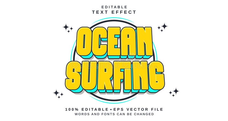 Editable Text Style Effect - Ocean Surfing Text Style Theme. Stock ...
