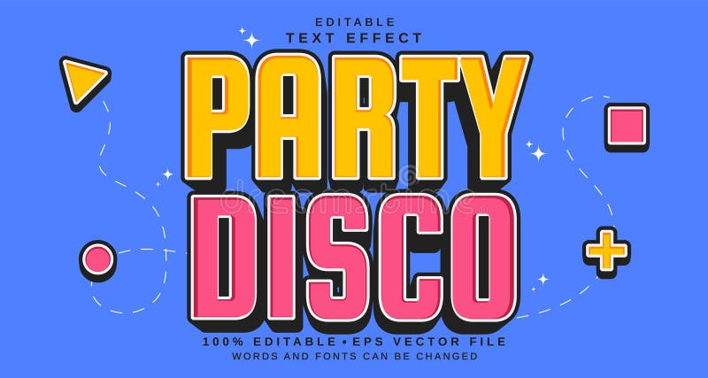 Editable Text Style Effect - Party Disco Text Style Theme Stock Vector ...