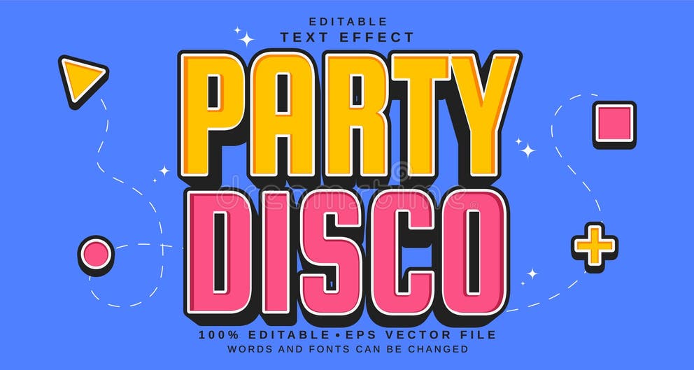 Editable Text Style Effect - Party Disco Text Style Theme Stock Vector ...