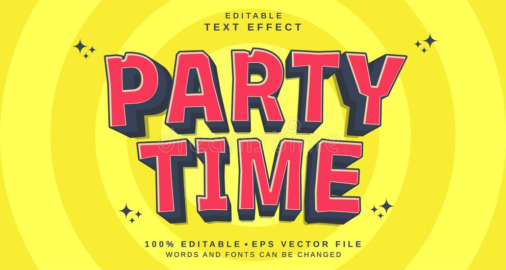 Editable Text Style Effect - Party Time Text Style Theme Stock Vector ...