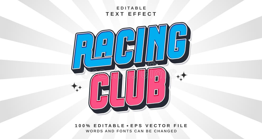 Editable Text Style Effect - Racing Club Text Style Theme Stock Vector ...
