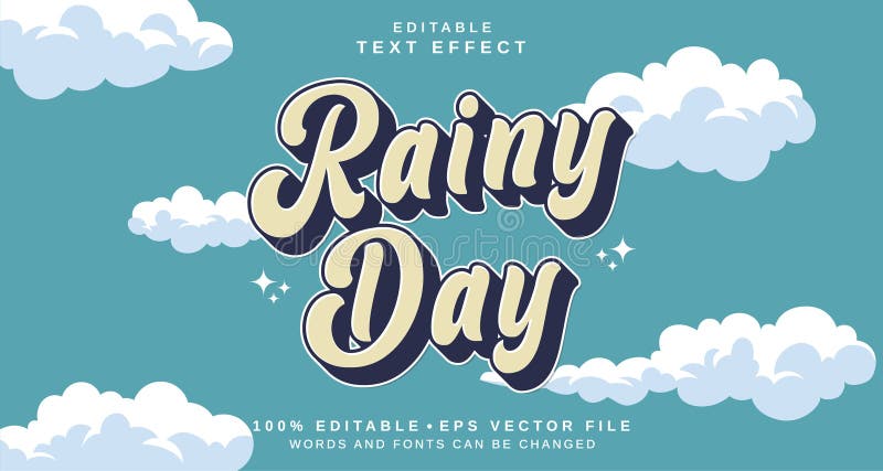 Editable Text Style Effect - Rainy Day Text Style Theme Stock Vector ...