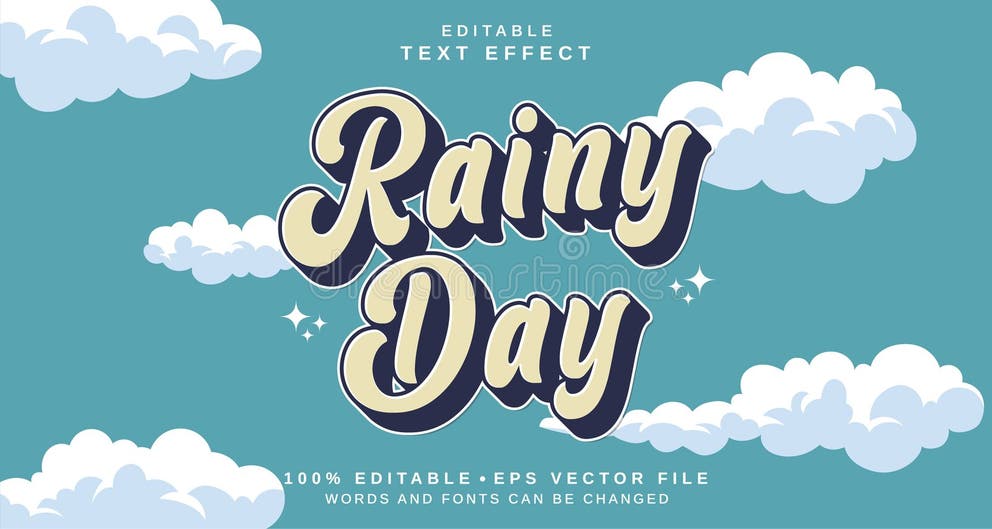 Editable Text Style Effect - Rainy Day Text Style Theme Stock Vector ...