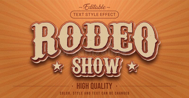 Editable Text Style Effect - Retro Rodeo Show Text Style Theme Stock ...
