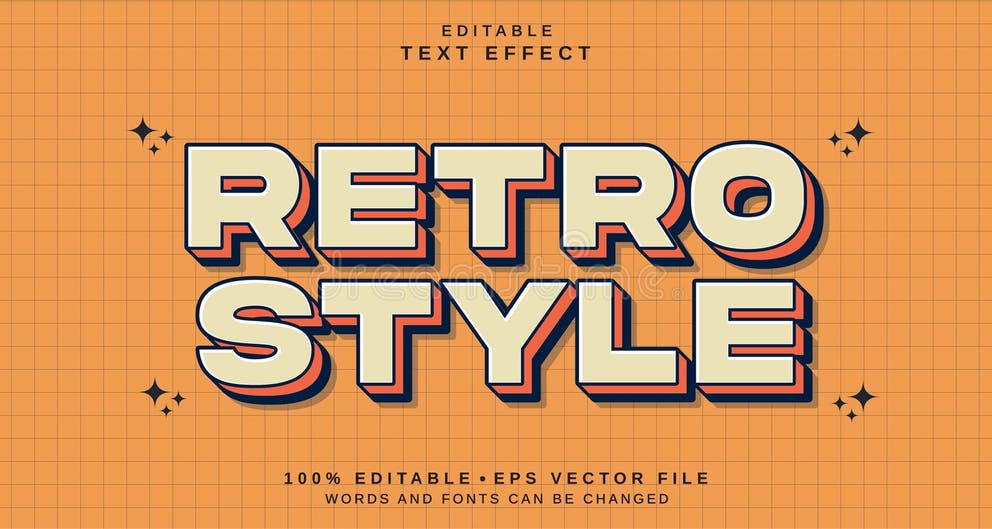 Editable Text Style Effect - Retro Style Text Style Theme Stock Vector ...