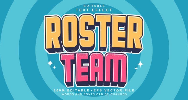 Editable Text Style Effect - Roster Team Text Style Theme Stock Vector ...