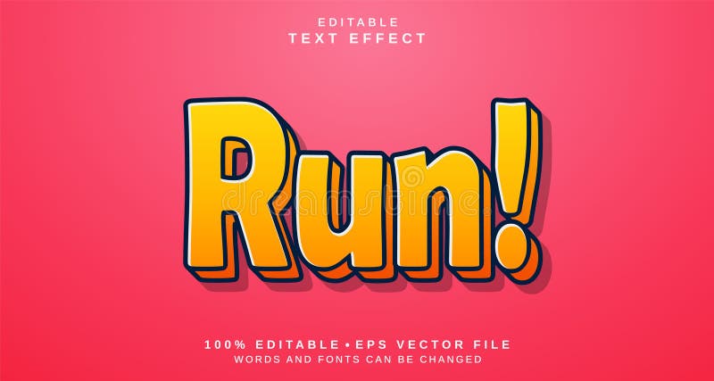 Editable Text Style Effect - Run Text Style Theme Stock Vector ...