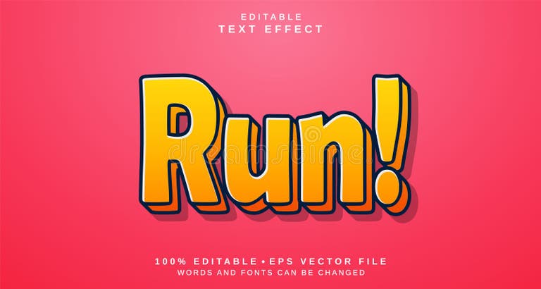 Editable Text Style Effect - Run Text Style Theme Stock Vector ...
