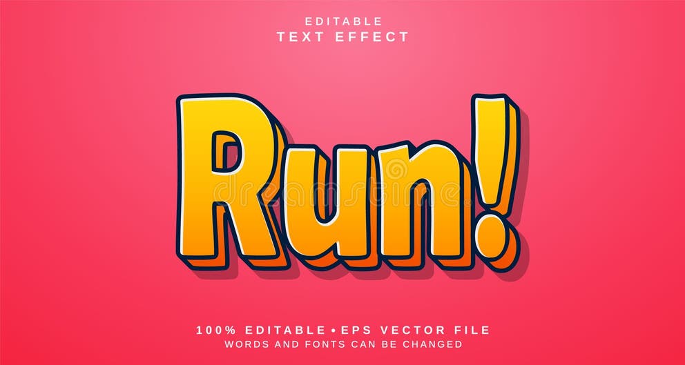 Editable Text Style Effect - Run Text Style Theme Stock Vector ...