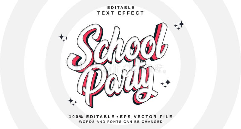 Editable Text Style Effect - School Party Text Style Theme Stock Vector ...