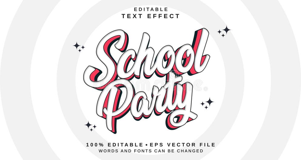 Editable Text Style Effect - School Party Text Style Theme Stock Vector ...