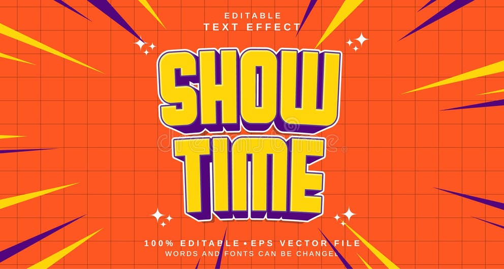Editable Text Style Effect - Showtime Text Style Theme Stock Illustration - Illustration of ...