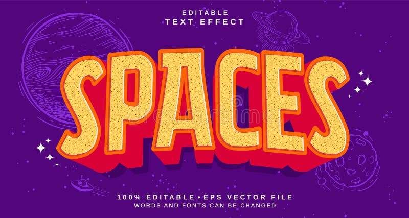 Editable Text Style Effect - Spaces Text Style Theme Stock Vector ...