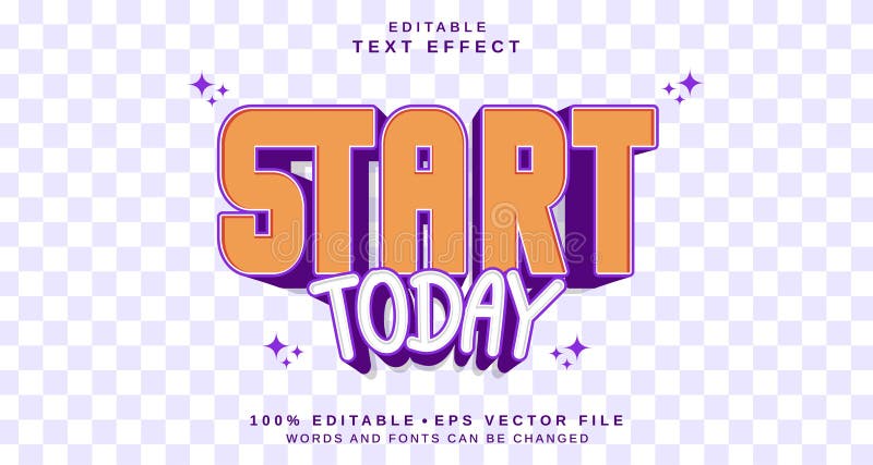 Editable Text Style Effect - Start Today Text Style Theme Stock Vector ...
