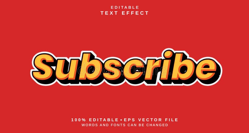 Editable Text Style Effect - Subscribe Text Style Theme Stock Vector ...