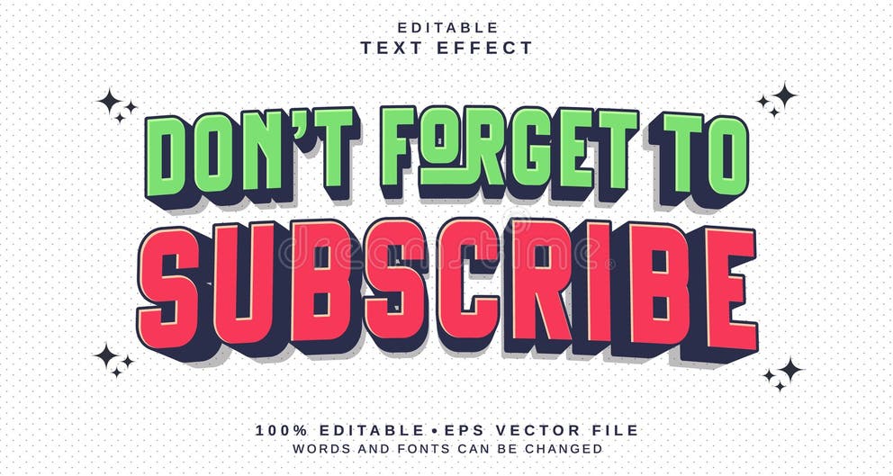 Editable Text Style Effect - Subscribe Text Style Theme Stock Vector ...