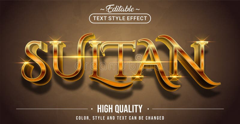 Editable Text Style Effect - Sultan Text Style Theme Stock Vector ...