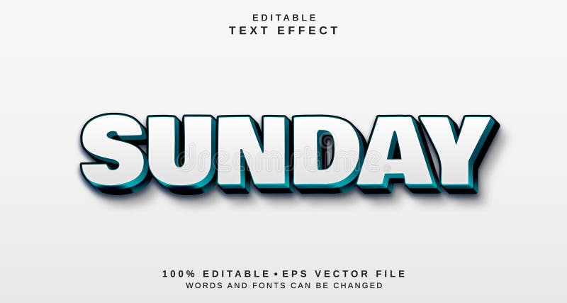 Editable Text Style Effect - Sunday Text Style Theme Stock Vector ...