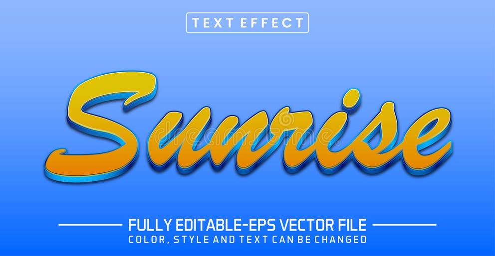 Editable Text Style Effect - Sunrise Text Style Theme Stock Vector ...