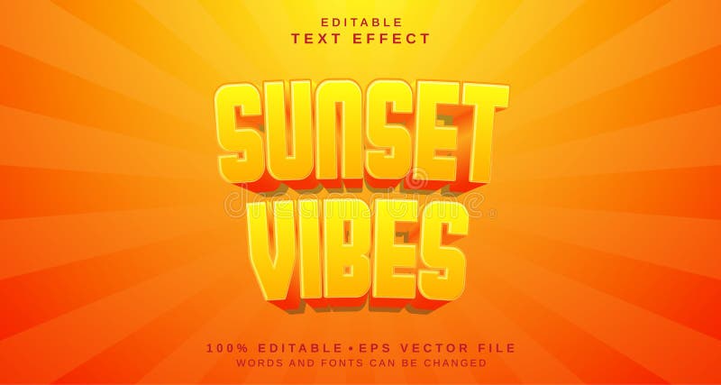 Editable Text Style Effect - Sunset Vibes Text Style Theme Stock ...
