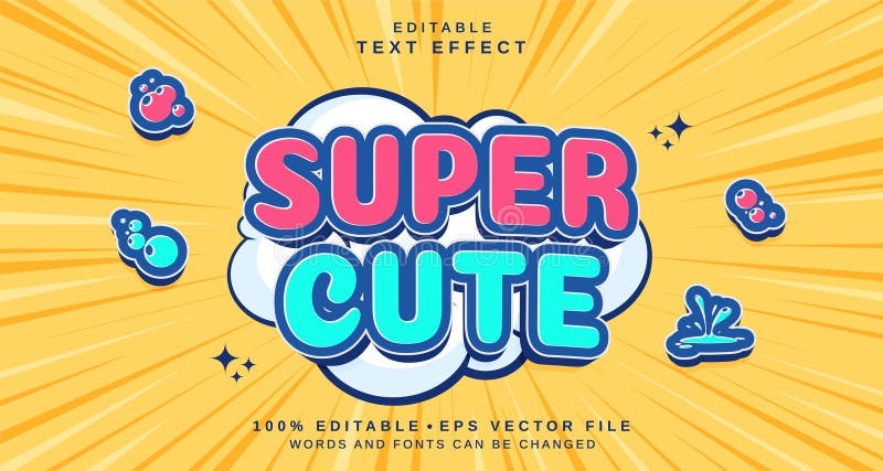 Editable Text Style Effect - Super Cute Text Style Theme Stock Vector ...