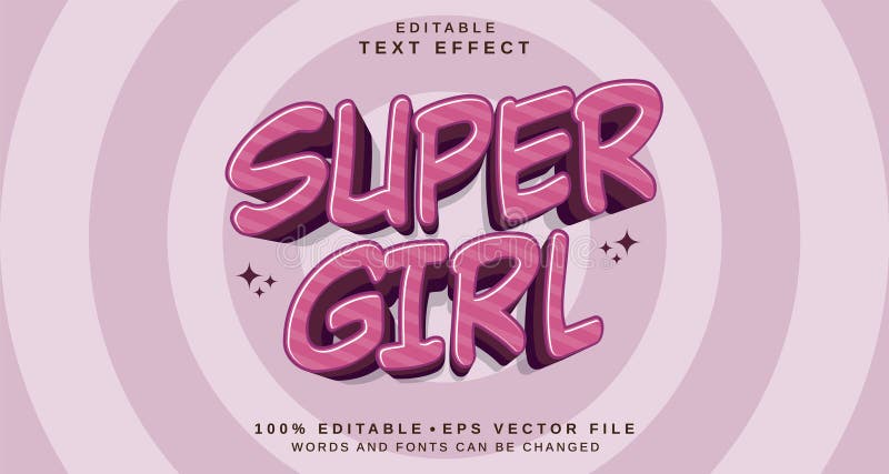 Editable Text Style Effect - Super Girl Text Style Theme Stock Vector ...