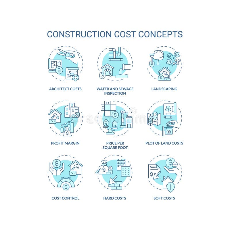 Construction Cost Layout with Simple Linear Icon Concept Stock Vector ...