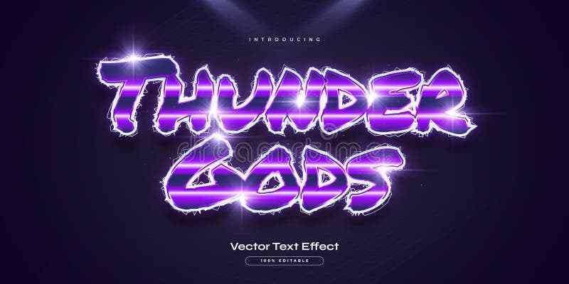 Editable Thunder Gods Text Effect Stock Vector - Illustration of neon ...