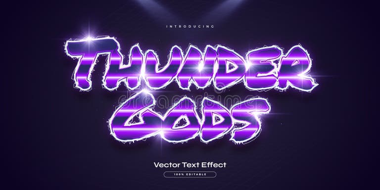 Editable Thunder Gods Text Effect Stock Vector - Illustration of neon ...