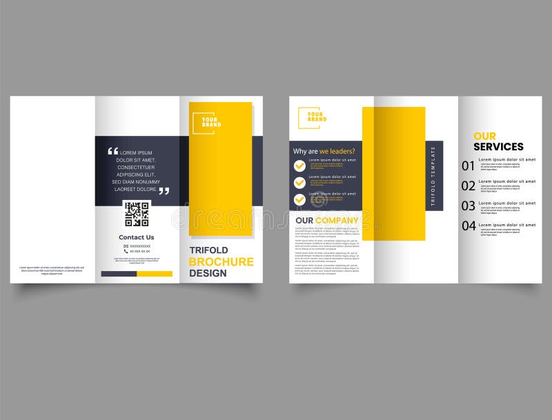 Trifold Brochure with Triangles. Editable Vector Templates with Design ...