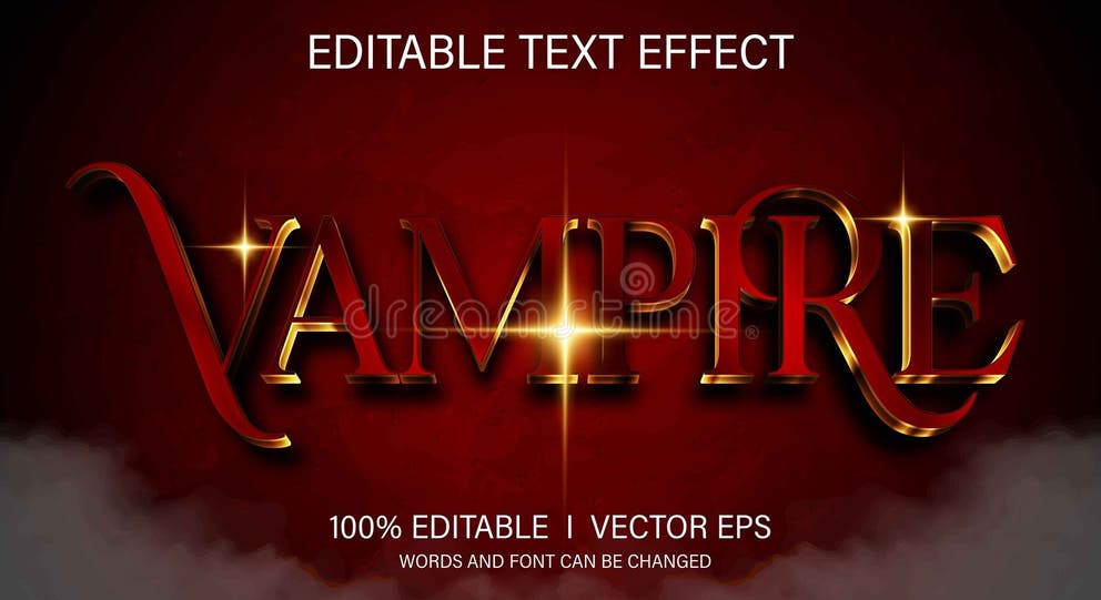 Vampire 3d Vector Text Effect with Modern Style Design Stock Vector ...