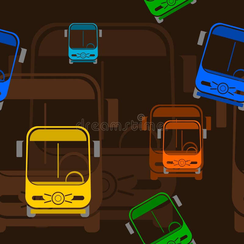 Front View Flat Colorful Bus Vector Illustration Dark Background ...