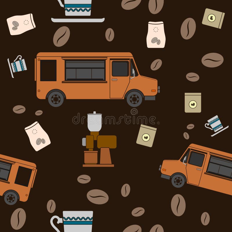 Mobile Coffee Stall or Food Truck Stock Vector - Illustration of vector ...