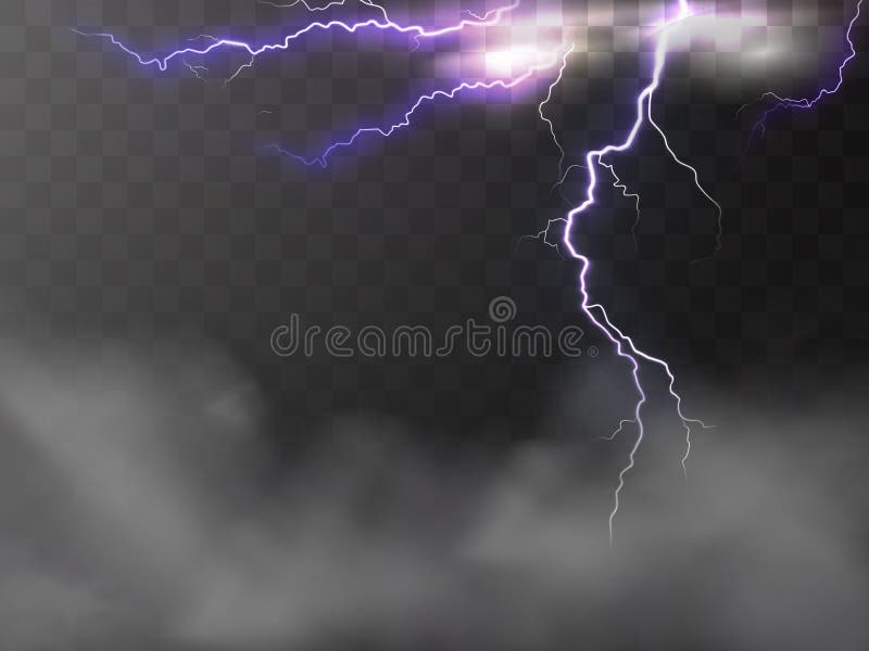 Editable Vector Illustration of a Lightning Bolt at Night with ...