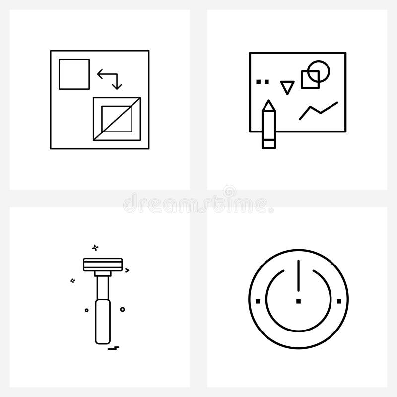 4 Editable Vector Line Icons and Modern Symbols of and; Eraser; Graphic ...