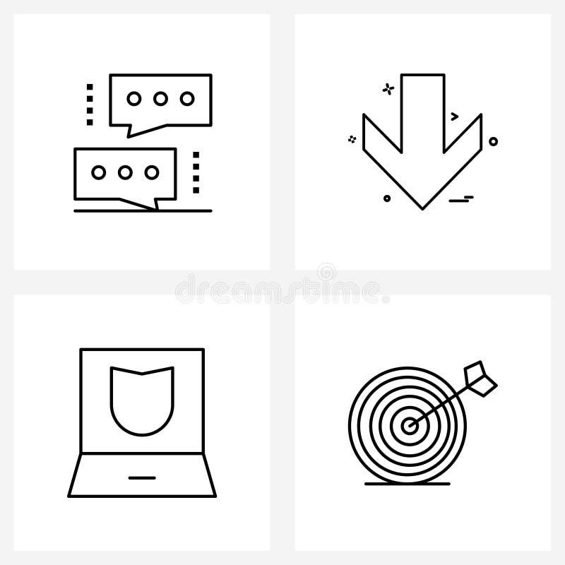 4 Editable Vector Line Icons and Modern Symbols of Message, Laptop ...