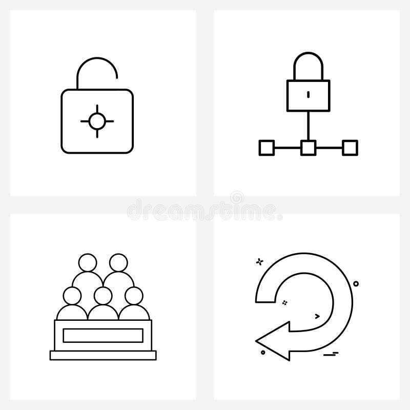 4 Editable Vector Line Icons and Modern Symbols of Unlock, State ...