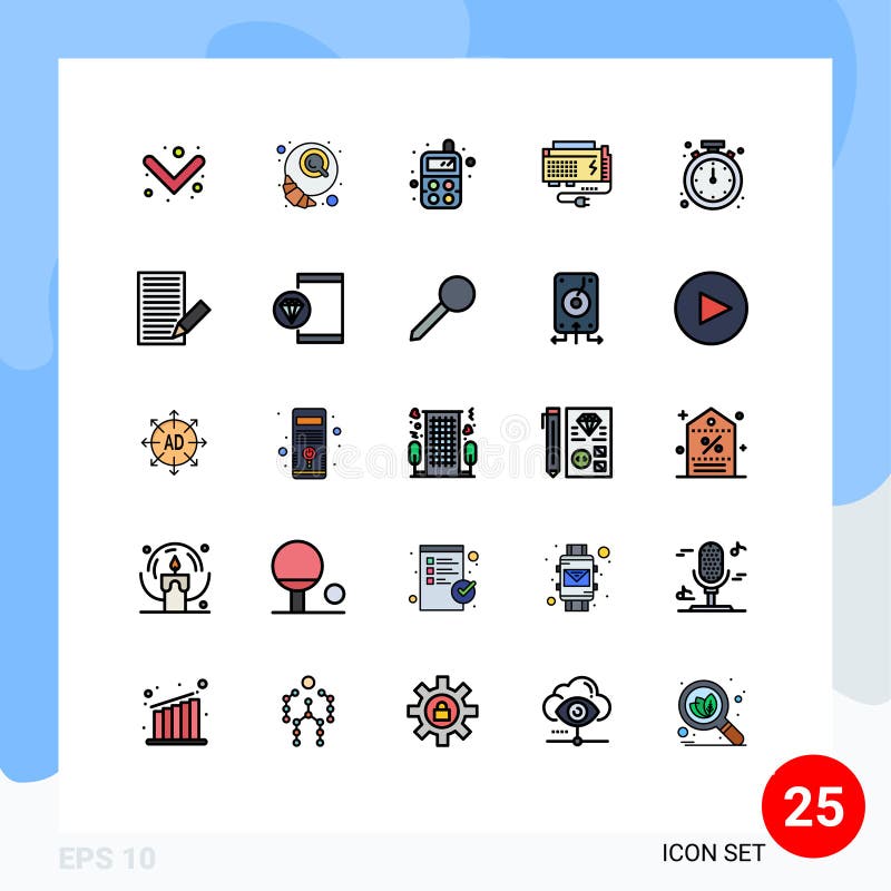 Universal Icon Symbols Group of 25 Modern Filled Line Flat Colors of ...
