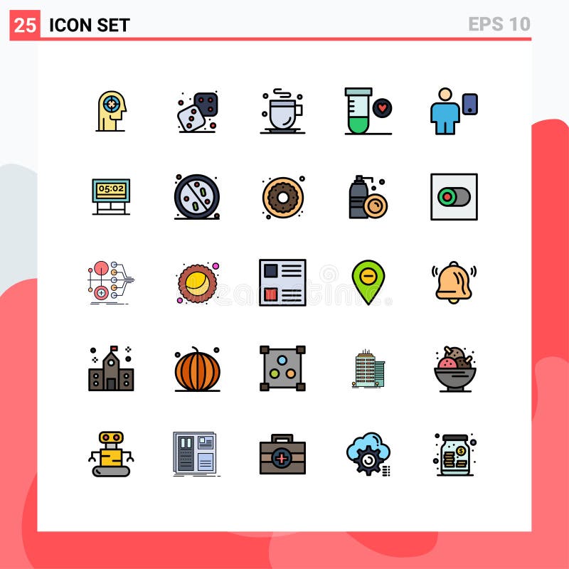 Universal Icon Symbols Group of 25 Modern Filled Line Flat Colors of ...