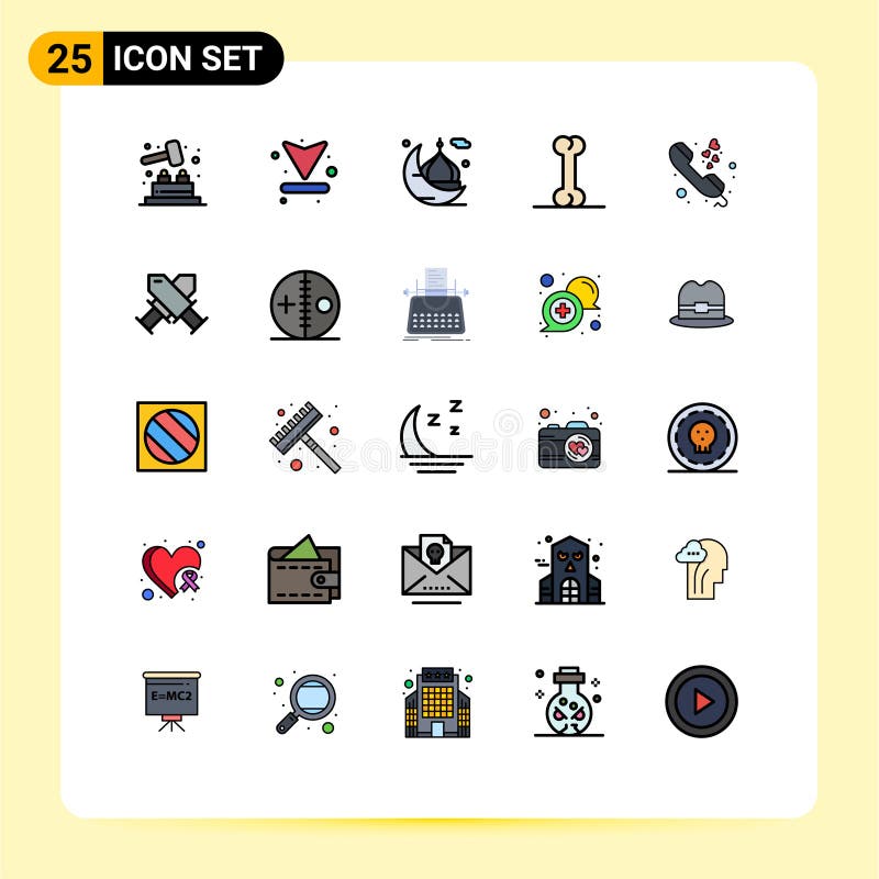 25 Universal Filled Line Flat Color Signs Symbols of Phone Call ...