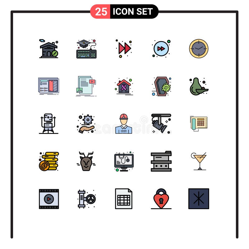 Pictogram Set of 25 Simple Filled Line Flat Colors of Prototype ...