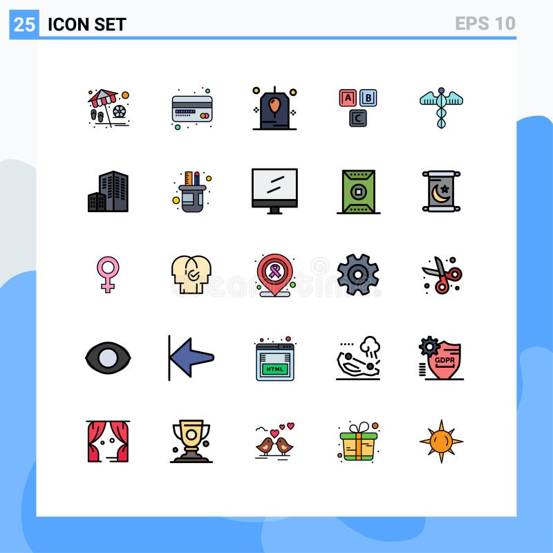 Pictogram Set of 25 Simple Filled Line Flat Colors of Symbol, Knowledge ...